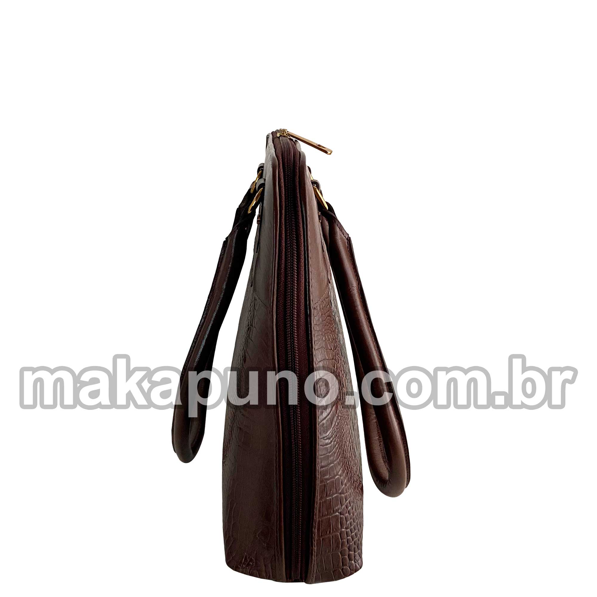 Pasta Executiva Feminina em couro marrom para notebook de 14 polegadas