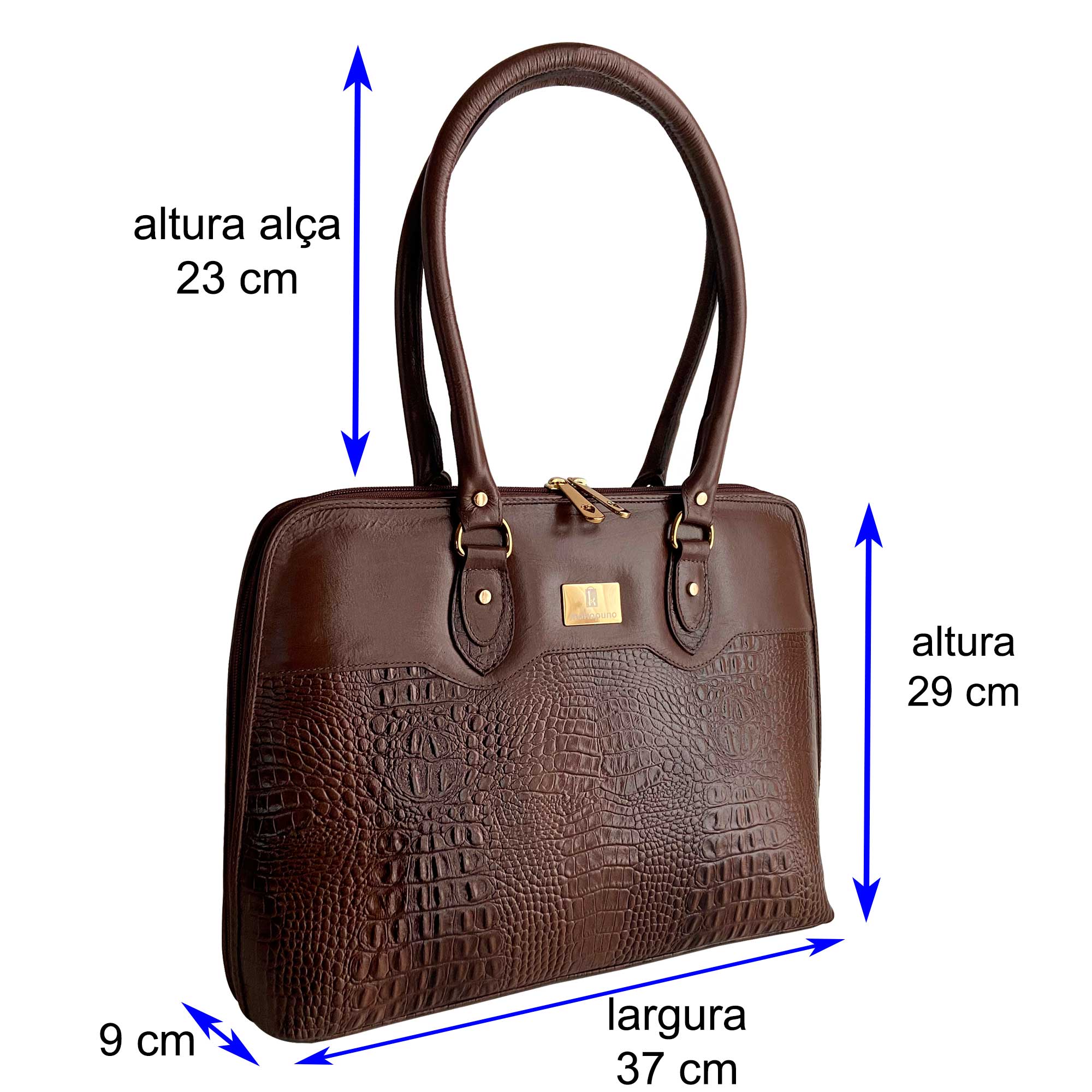 Pasta Executiva Feminina em couro marrom para notebook de 14 polegadas